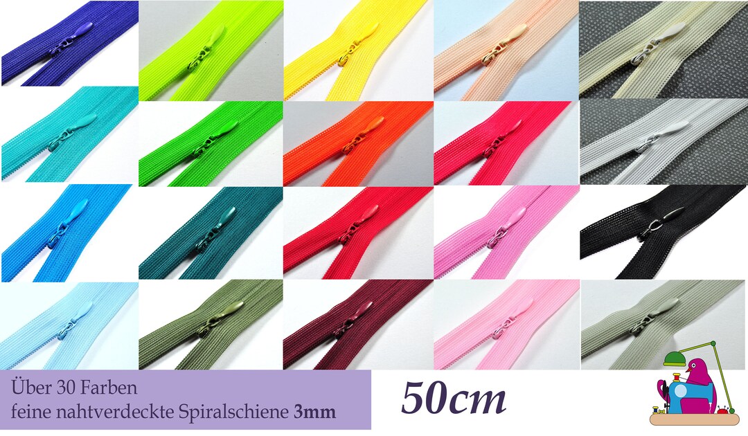 Zipper Concealed Seams, Not Divisible Length 50 Cm Rail 3 Mm More Than ...