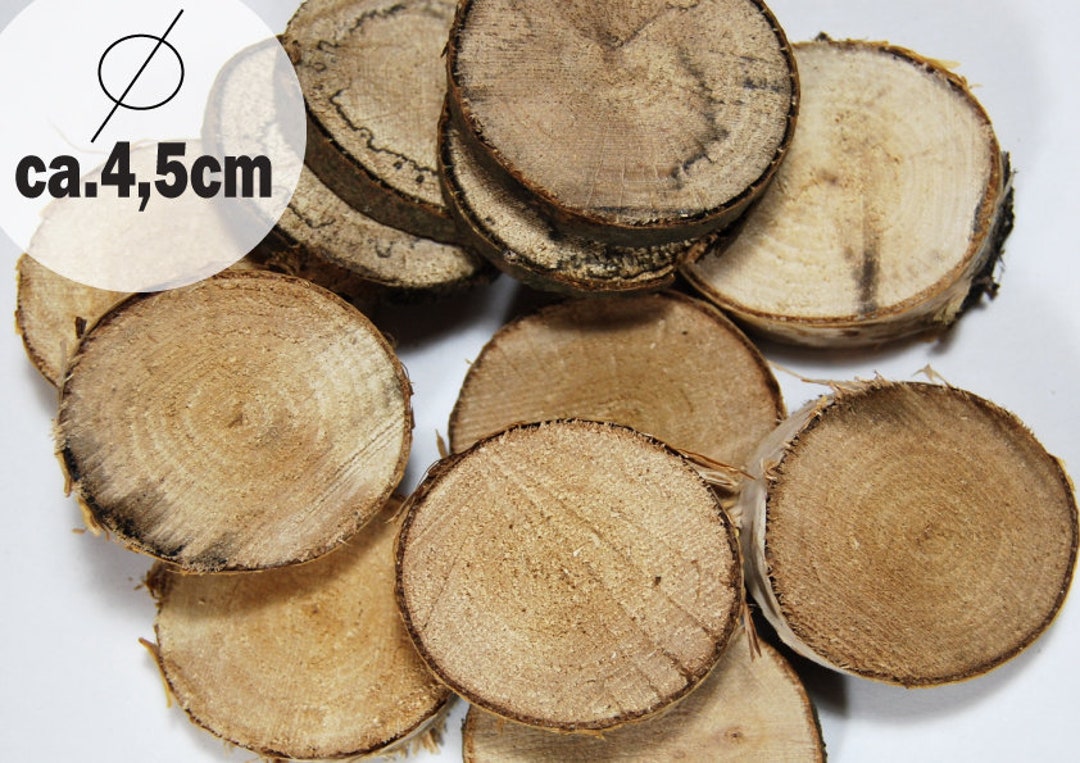 Wooden Slices Tree Discs Wood Disk Ø Ca.4 Cm Round Oak Birch Slice Mix ...