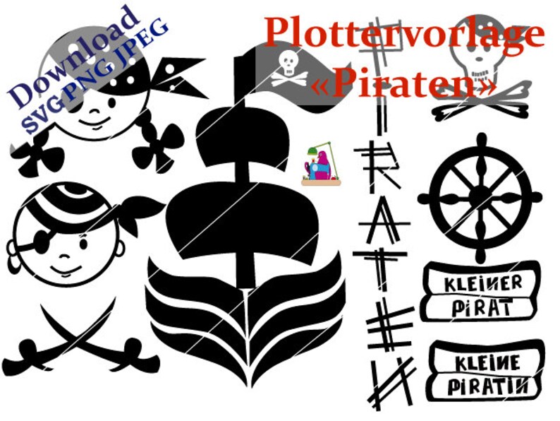 Plotterdatei Piraten Anker Totenkopf Schiff Clipart Vektor - Etsy.de