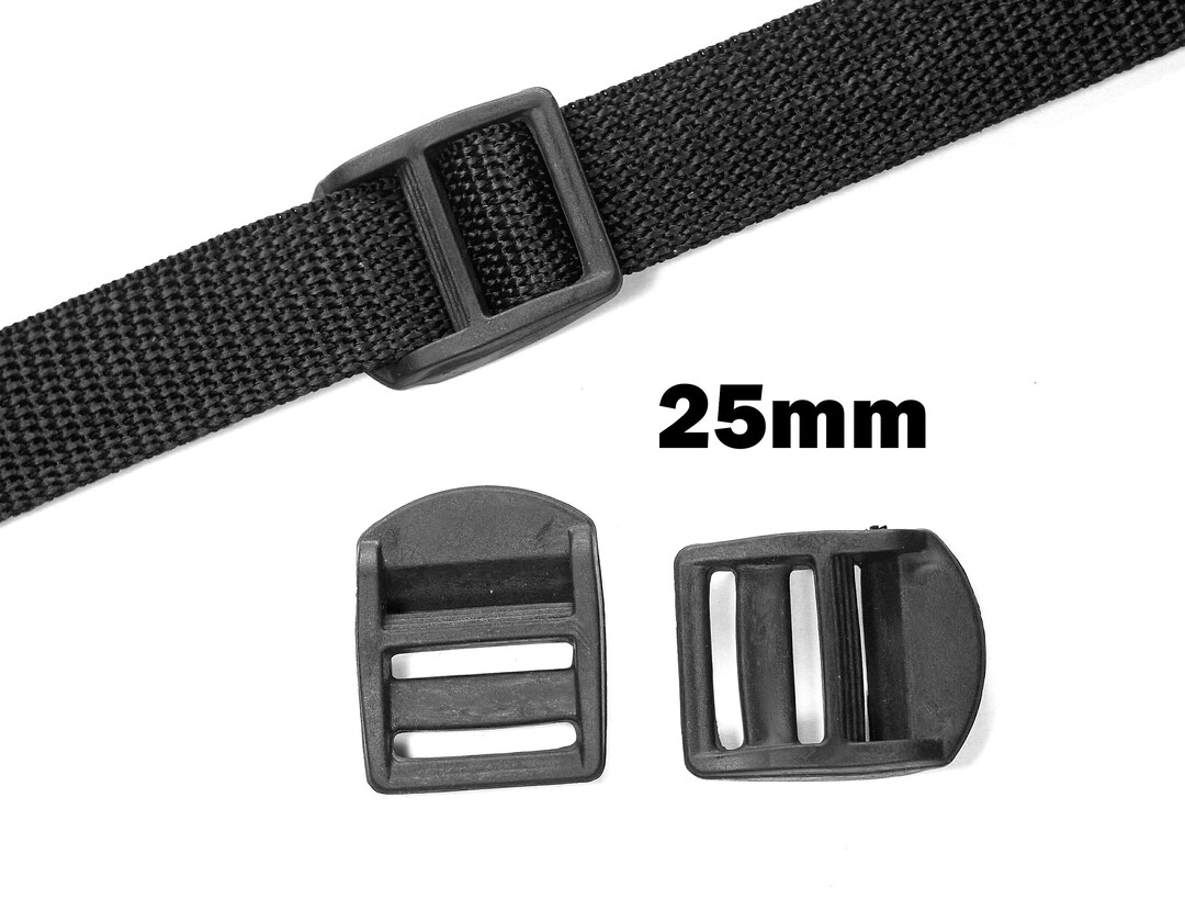 Belt Adjuster 25mm Stopper 25mm Black Slider Regulator Black Plastic ...