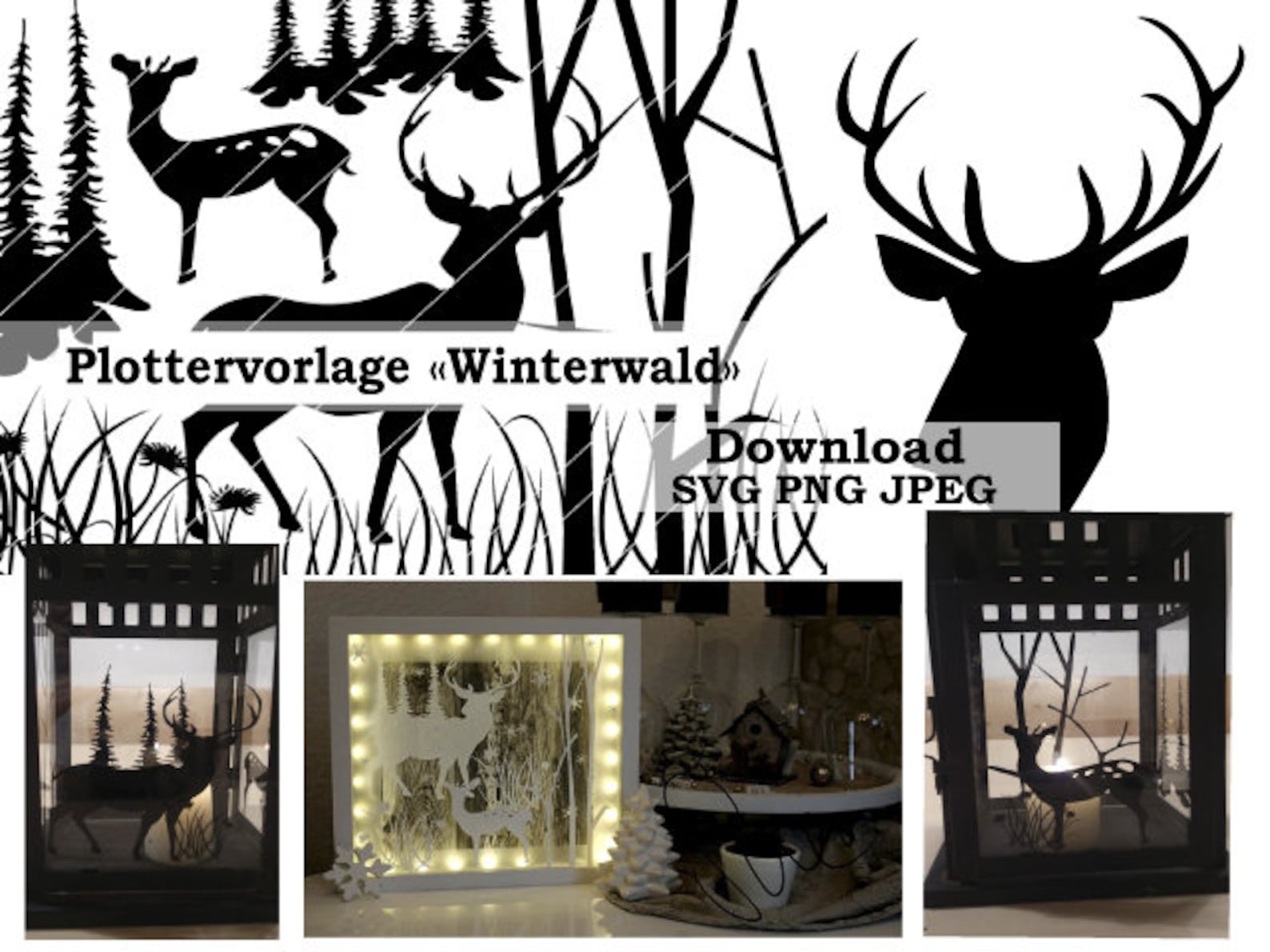 Elch Hirsch Hirschkopf Reh Rehkitz plotterdatei plotten | Etsy