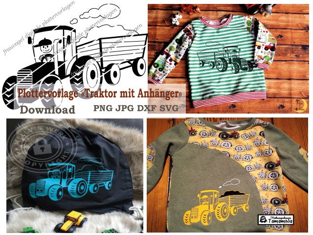 Plotterdatei Traktor SVG DXF plotterdatei für kinder | Etsy