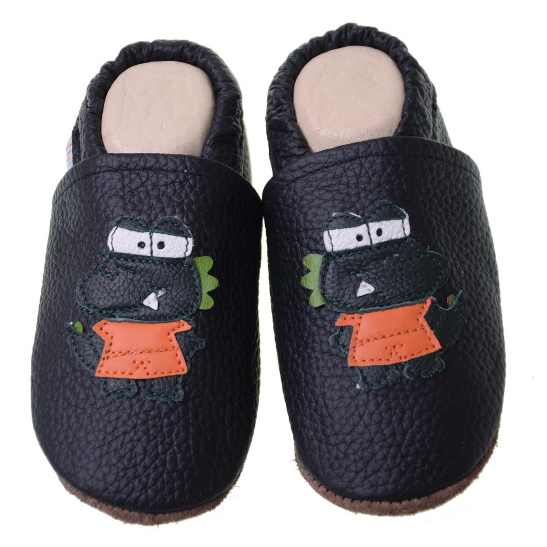 Liya's Leather Push Crawling Shoes Slippers - #571 Schnappi in Black - Etsy