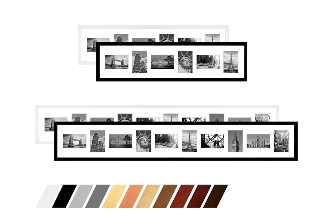 Collage Real Wood Picture Frame Gallery With Passe-partout for 6 to 10 ...