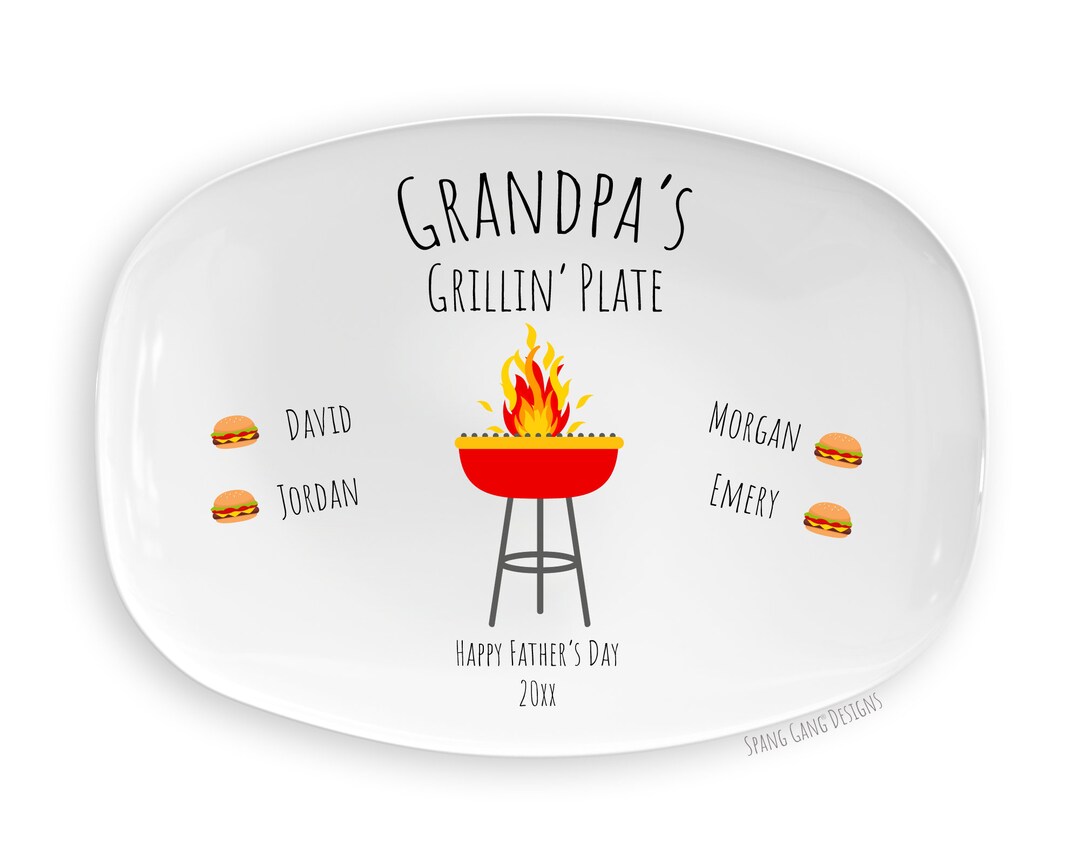 Grandpa's Grilling Plate Personalized Gift for a Griller Men Man BBQ ...