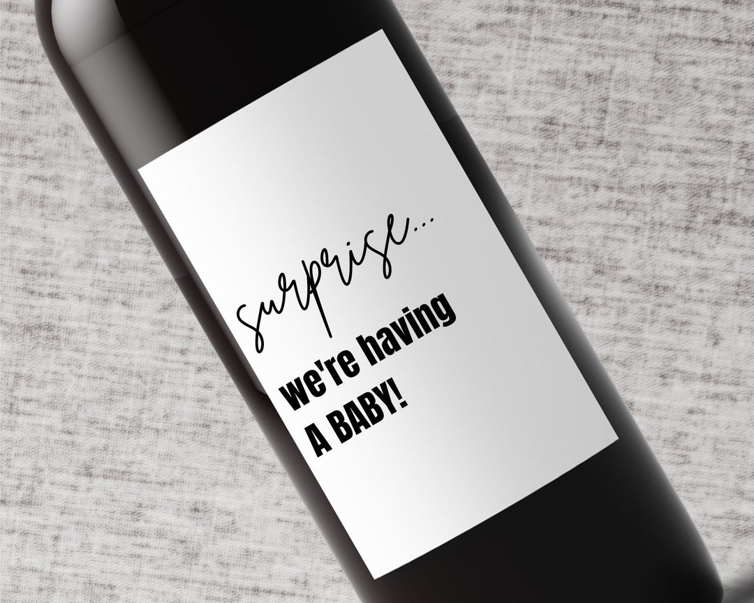 Surprise Pregnancy Reveal Baby Announcement Wine Label Pregnancy Label ...