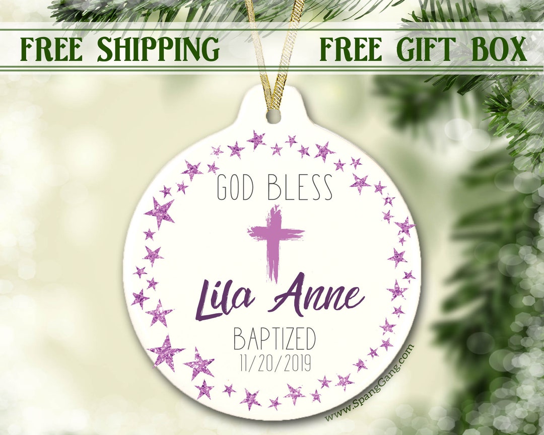 Baptism Ornament | God Bless Baby Girl Ornament | Personalized Gift for ...
