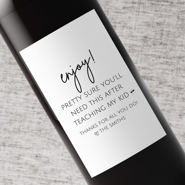 Teacher Wine Label - Etsy