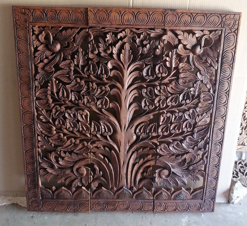 Extra Thickness Tree of Life Wood Carving Panel 90 X 90 Cm - Etsy