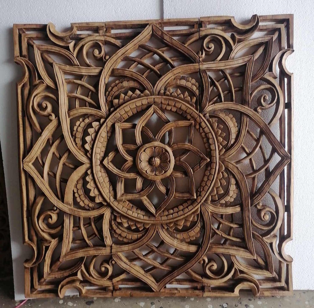 Extra Thickness Mandala Wood Carving Panel 90 X 90 Cm Wood Carved ...