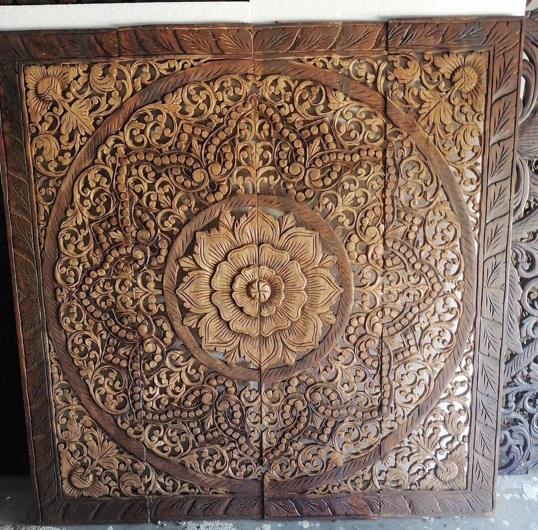 Wooden Panel 120 X 120 Cm Reclaimed Mandala Wood Carving Panel Crafts ...