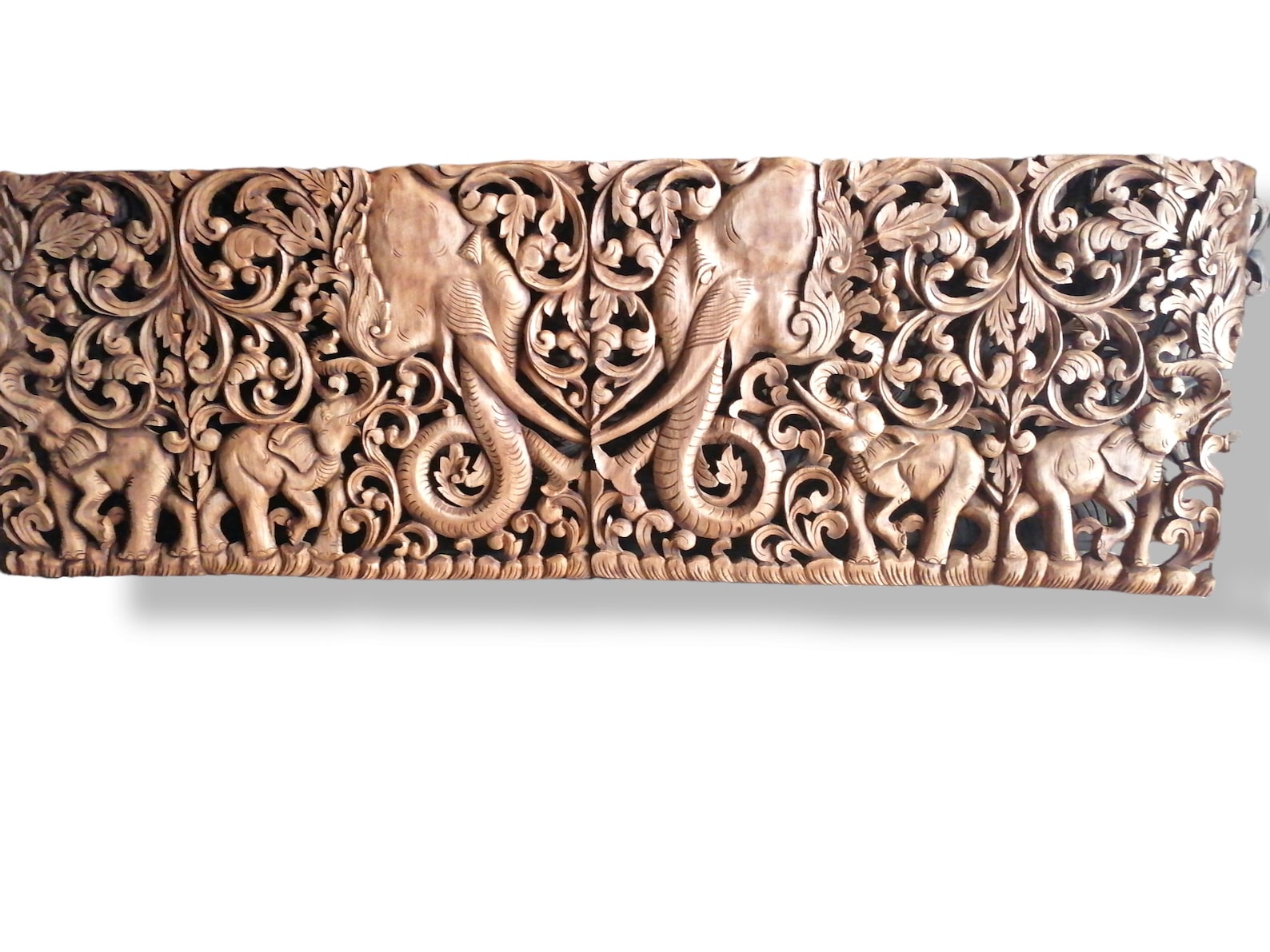 Elephant Headed Wood Carved Panel 60 X 180 Cm Wall Art Hanging ...