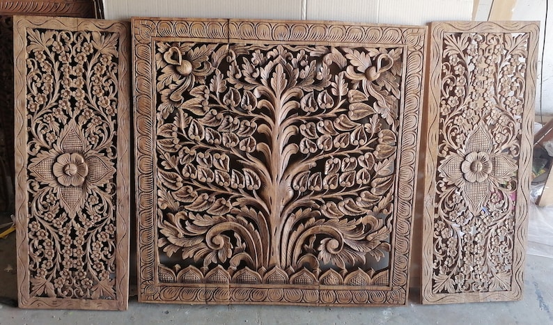 Tree of Life Headboard Queen Teak Wood Carving Panel 36 X 64 - Etsy