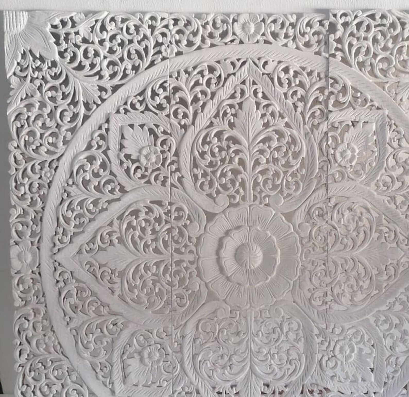White Mandala Wood Carving Panel 90 X 90 Cm Wall Art Hanging Mandala ...