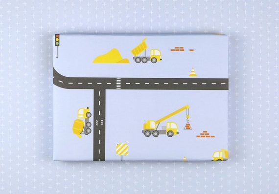 Wrapping Paper Sheet 50 X 70 Cm Construction Site Vehicles Road Excavator Wrapping Paper Sheet Bob Etsy Ireland