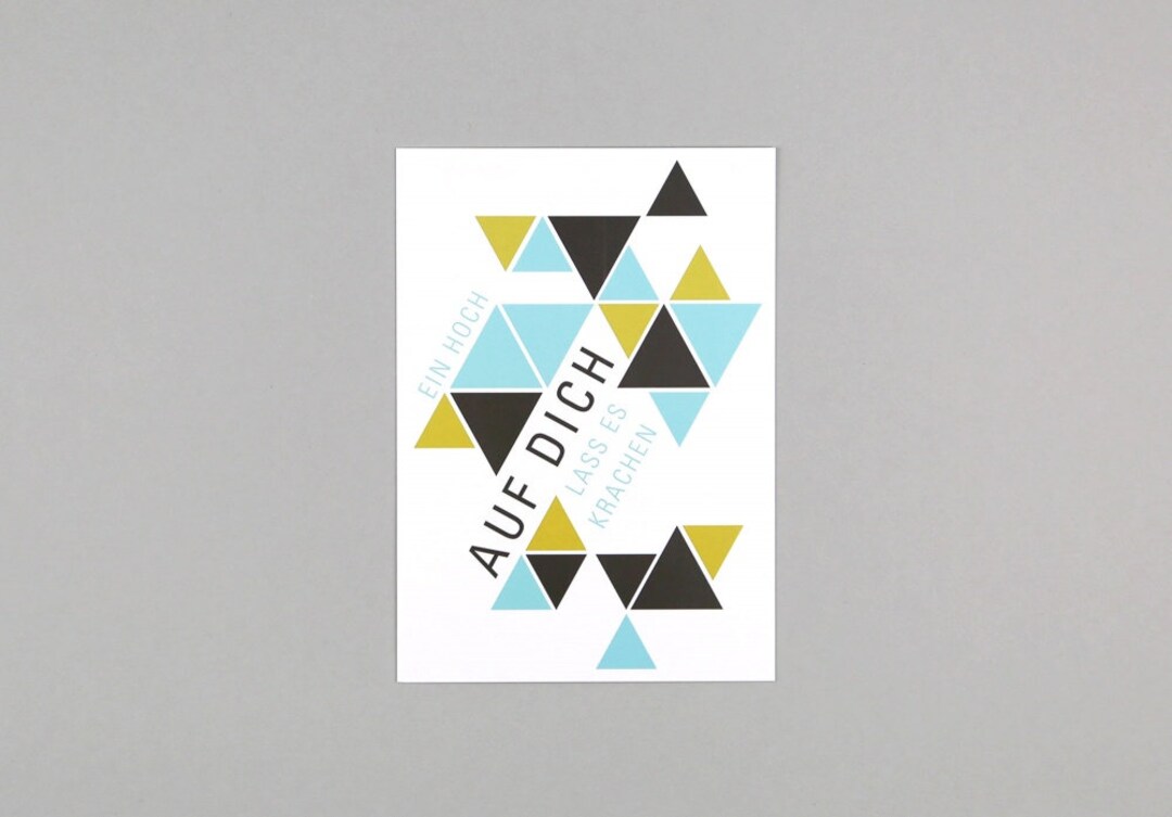 Birthday Postcard, Happy Birthday, Cheers to You, Triangles // Postcard ...