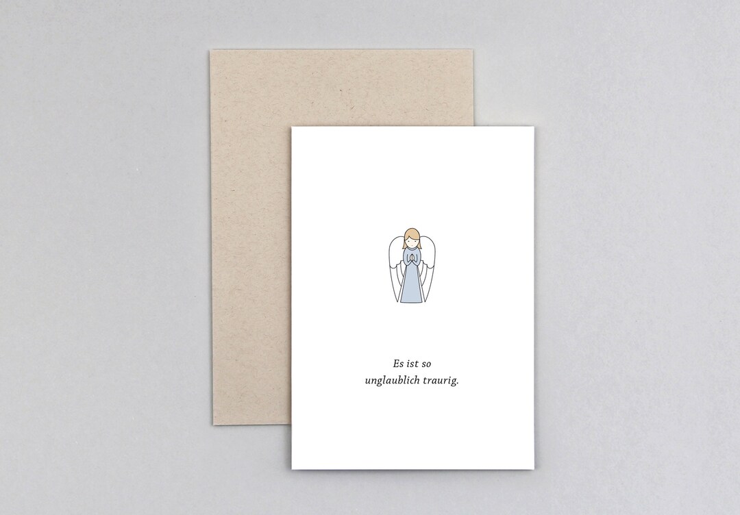 Mourning Card, Condolence Card, Angel, Sympathy Card With Envelope ...