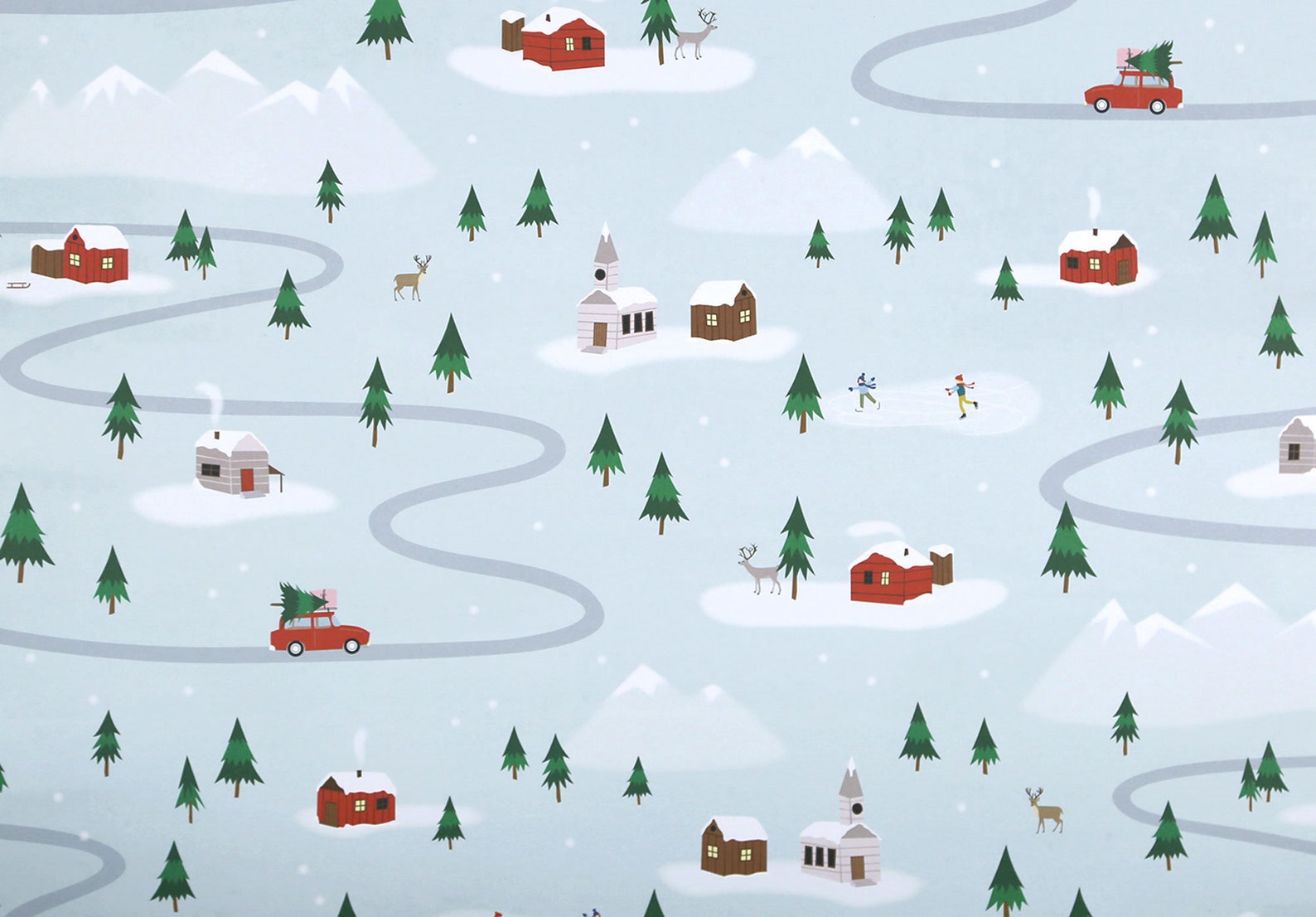 Wrapping Paper Sheet 50 X 70 Cm Christmas Winter Landscape - Etsy