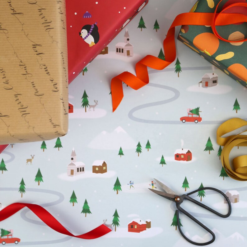 Wrapping Paper Sheet 50 X 70 Cm Christmas Winter Landscape - Etsy