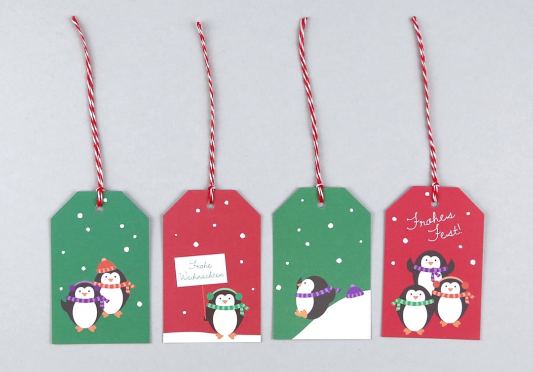 4 Gift Tags, Christmas, Penguins // Gift Tags - Peter - Etsy