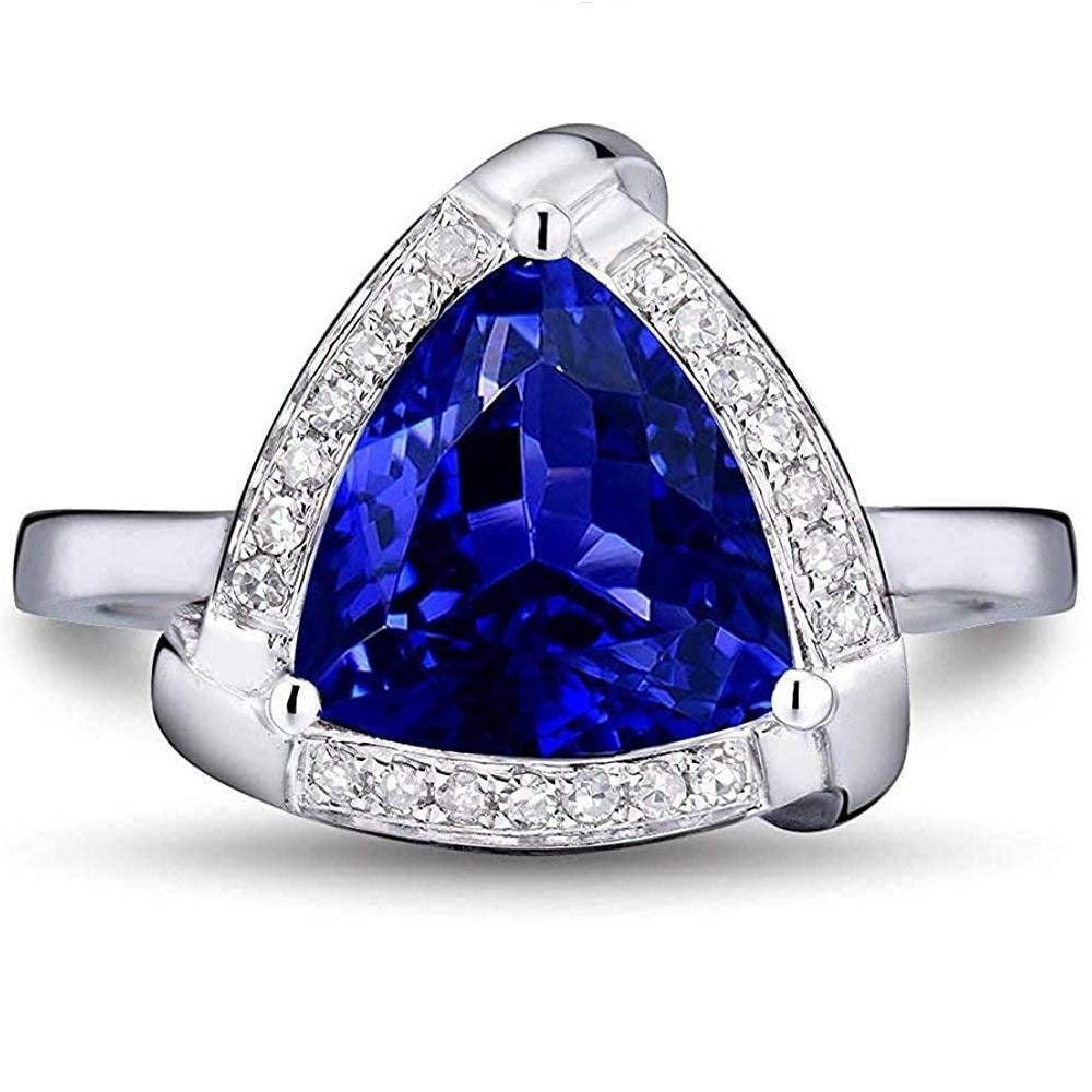 3.38ct Natural Blue Tanzanite Diamond Engagement Ring 14k - Etsy