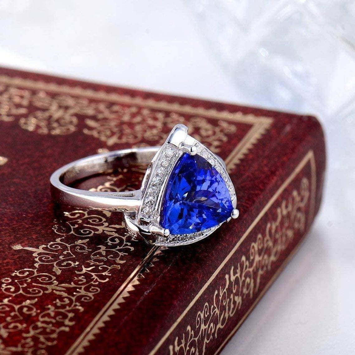3.38ct Natural Blue Tanzanite Diamond Engagement Ring 14k - Etsy
