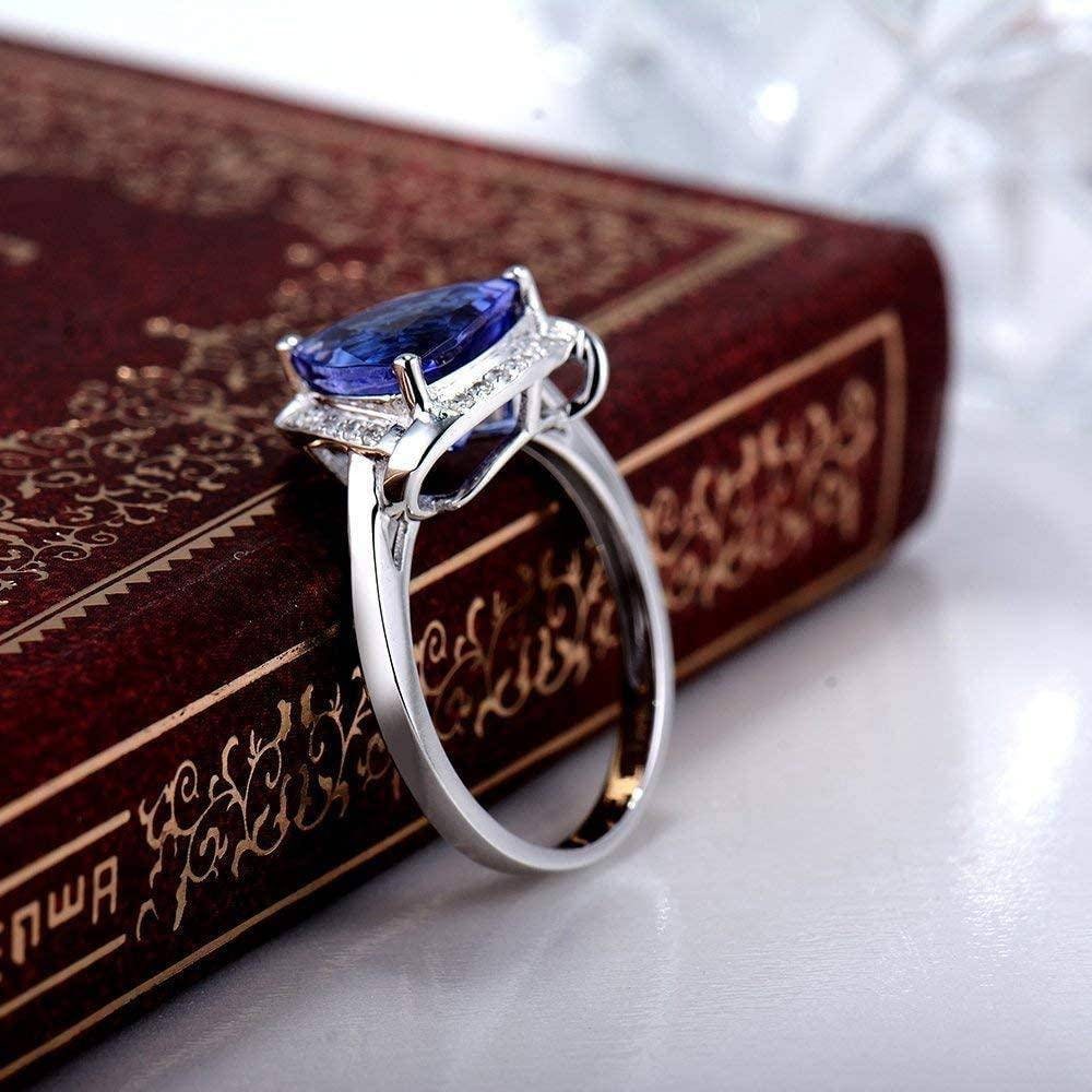 3.38ct Natural Blue Tanzanite Diamond Engagement Ring 14k - Etsy