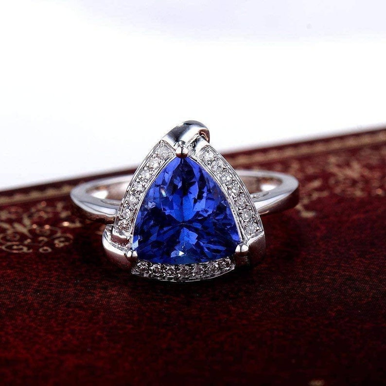 3.38ct Natural Blue Tanzanite Diamond Engagement Ring 14k - Etsy