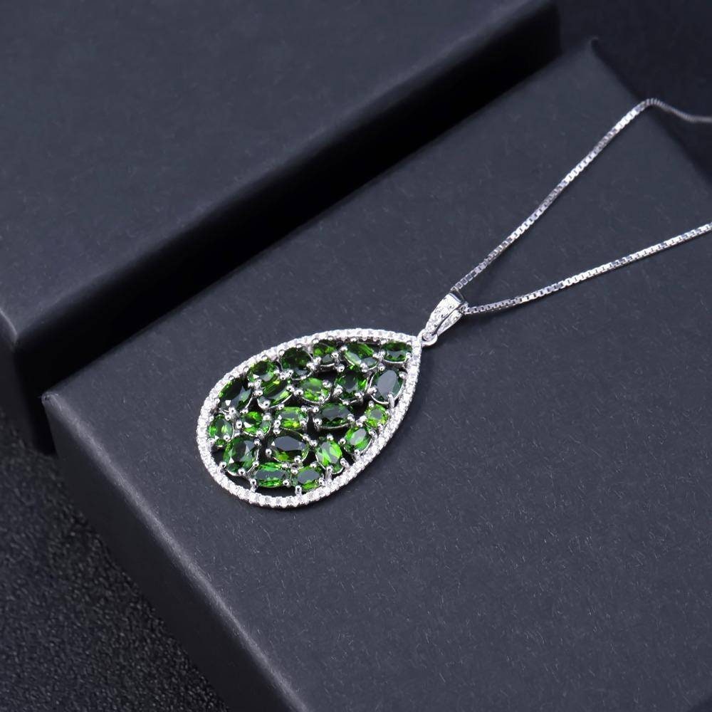 5.65 Ct Natural Chrome Diopside & Diamond Necklace in 14k | Etsy