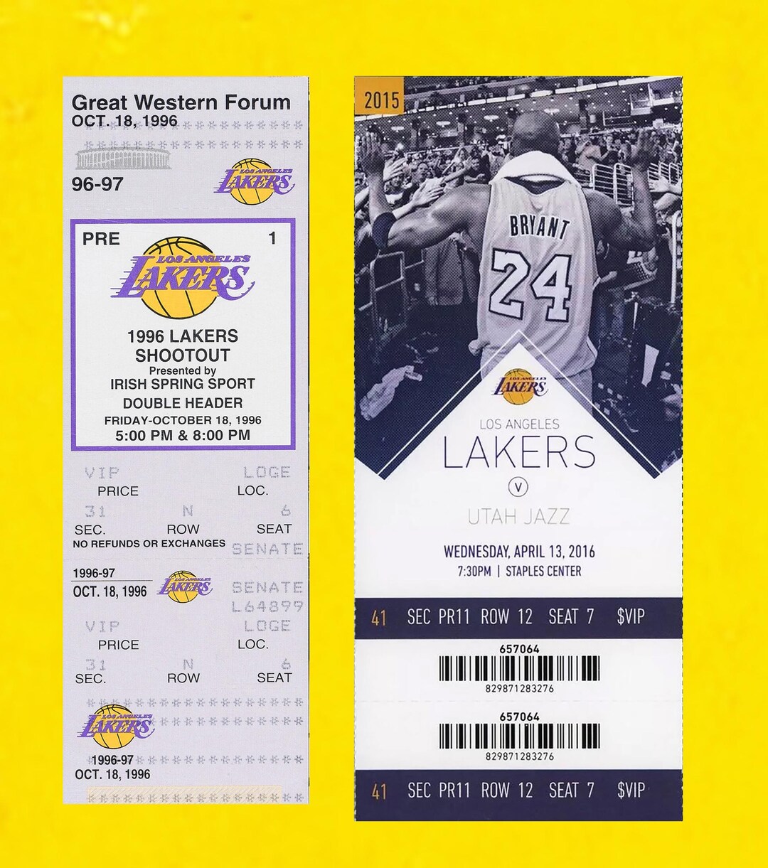 1996 Kobe Bryant Reproduction First and Last Game Ticket Stubs - Etsy
