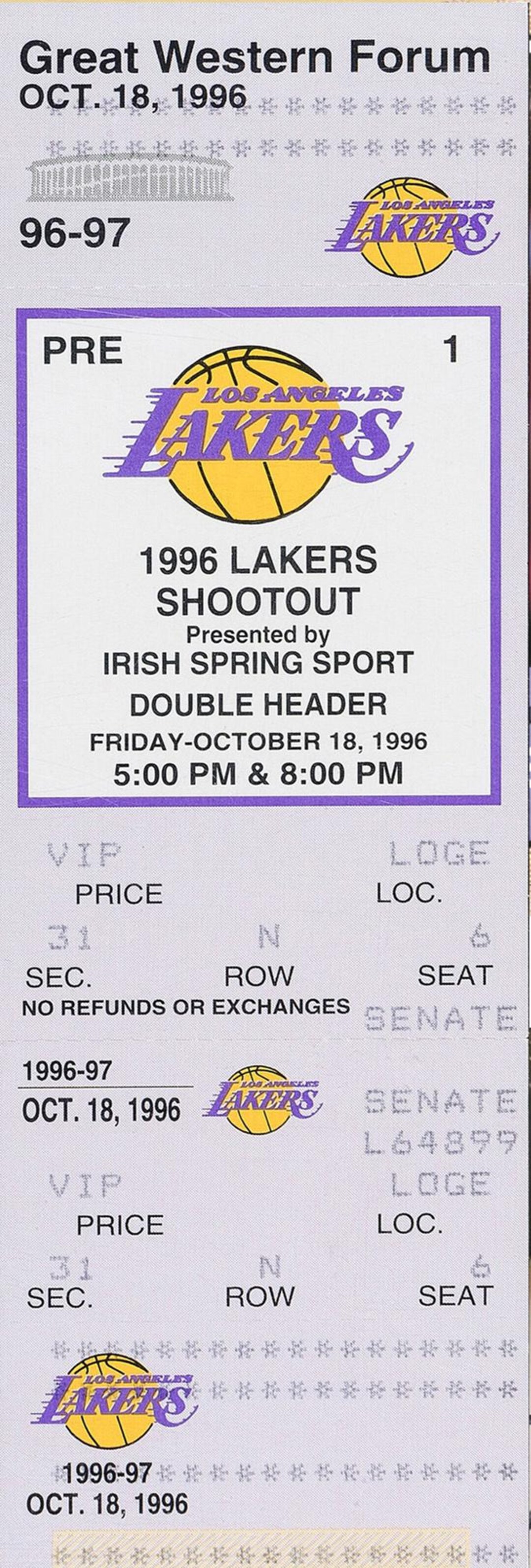 1996 Kobe Bryant Reproduction First Game Ticket Stub - Etsy