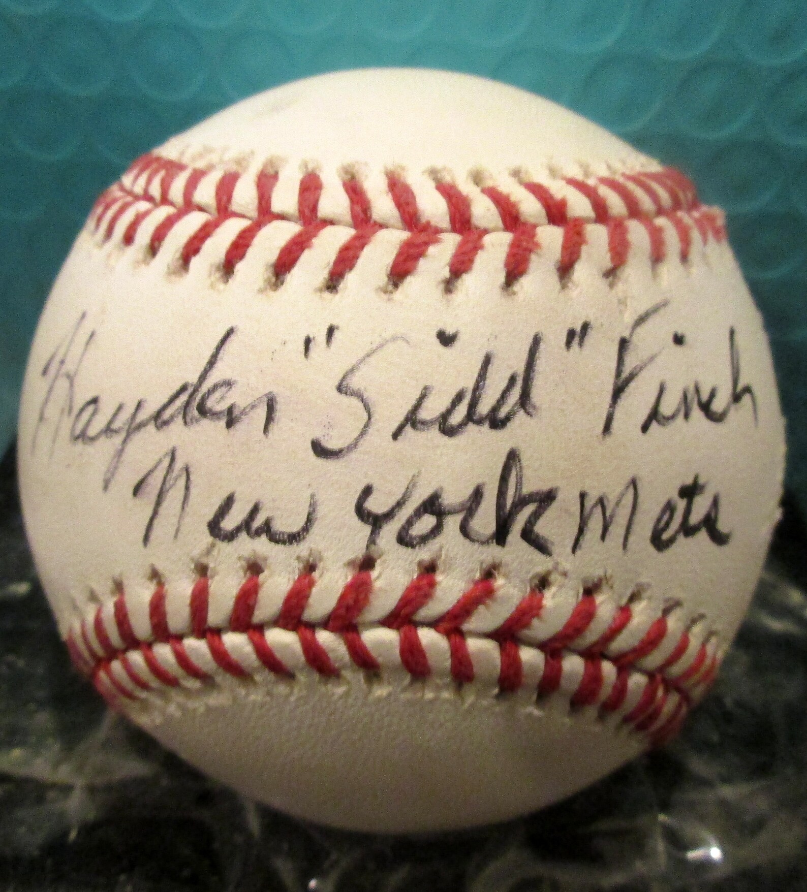 NEW DESIGN Sidd Finch Replica Autographed Baseball New York Mets 1985 ...