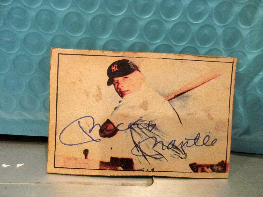 Mickey Mantle 1952 Berk Ross Reproduction Autographed Baseball Card ...