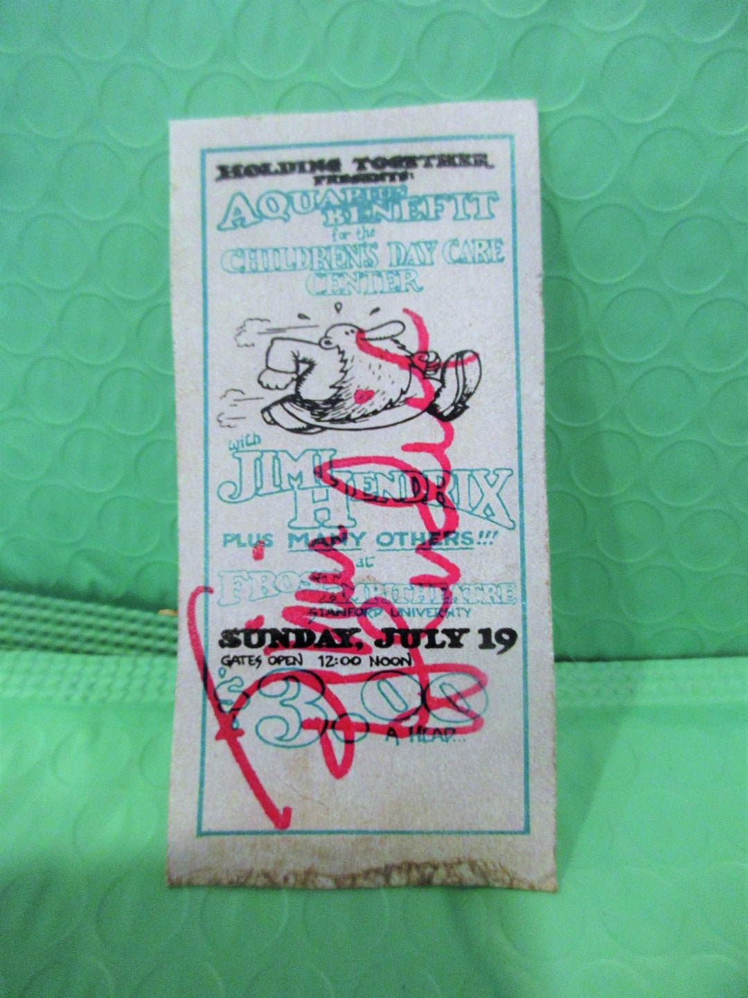 Jimi Hendrix 1970 Aquarius Benefit Concert Autographed Reproduction ...