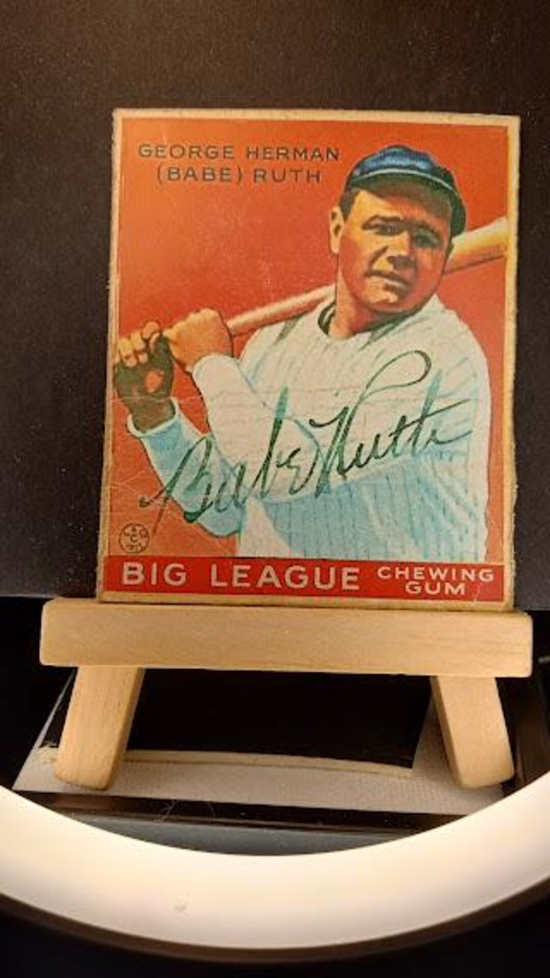 1/1 Babe Ruth Reproduction 1933 Goudey Autographed Baseball Card ...