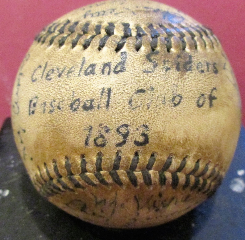 1893 Cleveland Spiders Autographed Baseball Cy Young, Buck Ewing. Jesse ...