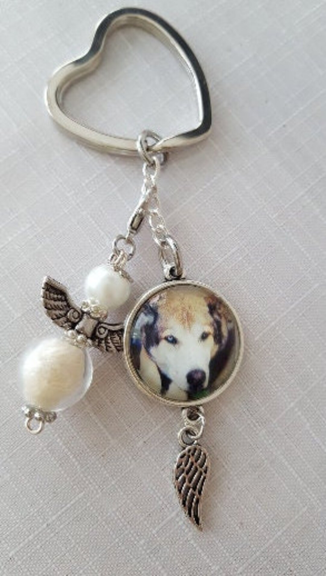 Keychain Angel With Hair Photo Pet Lock Keepsake Gift Consolation Cat ...