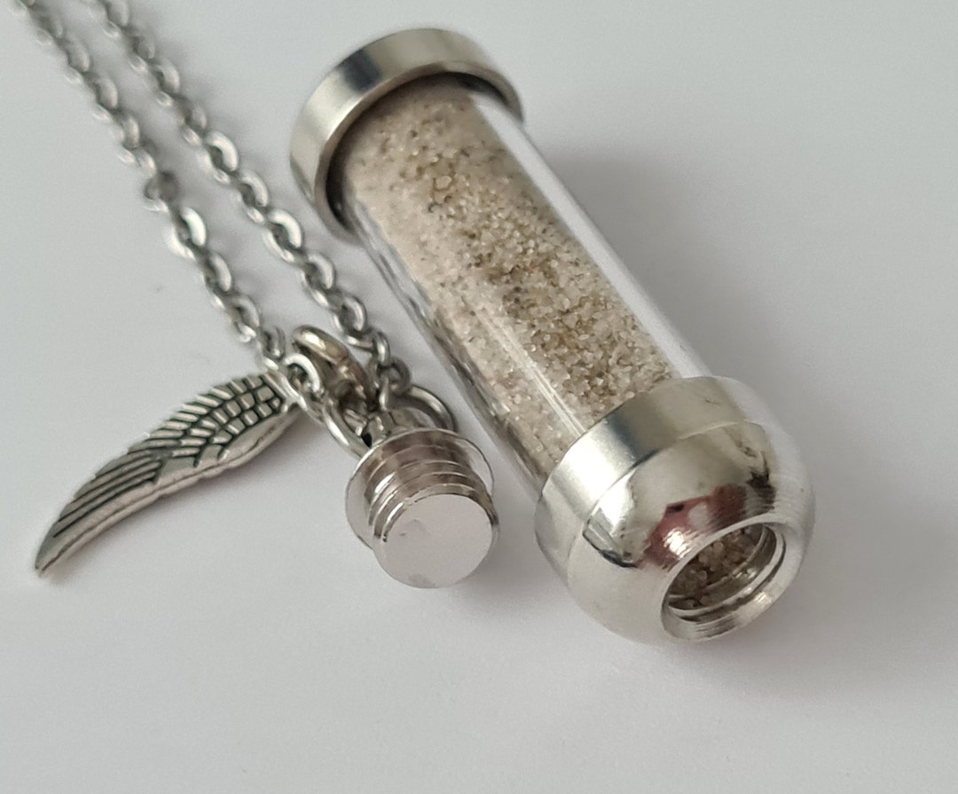 Ash Capsule Urn Pendant With Animal Hair Feather Mane Pet Dog Cat ...