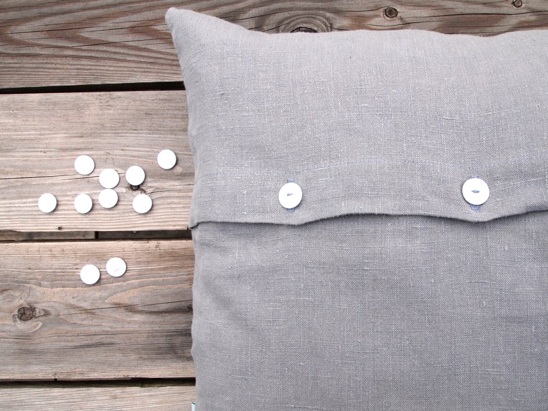 Pillowcase Linen Grey, Button Placket Made of Twisted Buttons ...