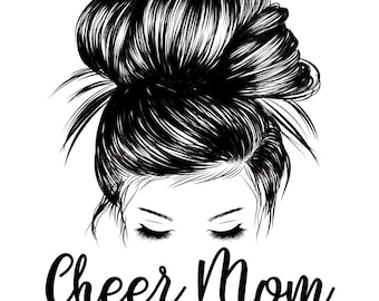 Cheer Mom Messy Bun Svg - Etsy