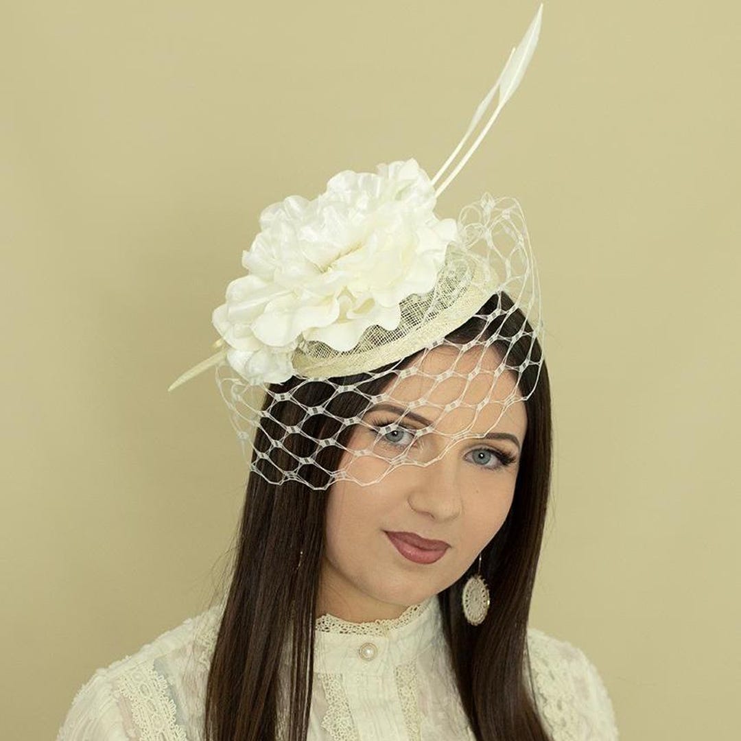 White Feather Fascinator Headband, Bridal Fascinator, White Fascinator ...
