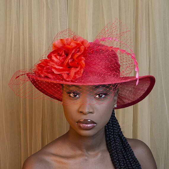 Red wedding hats and fascinators store