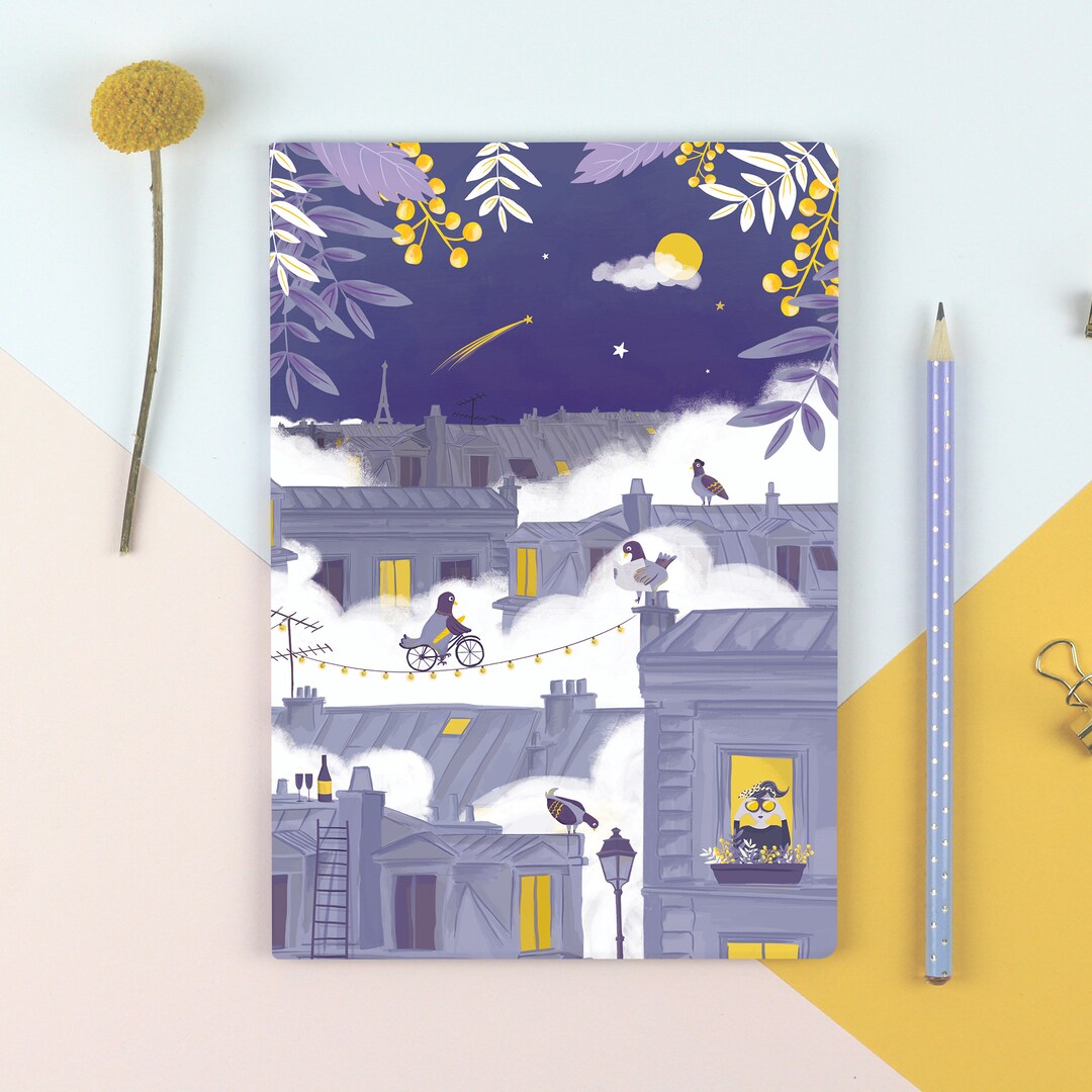 A5 Notebook, Paris Notebook Under the Fog, Notebook With Lines - Etsy