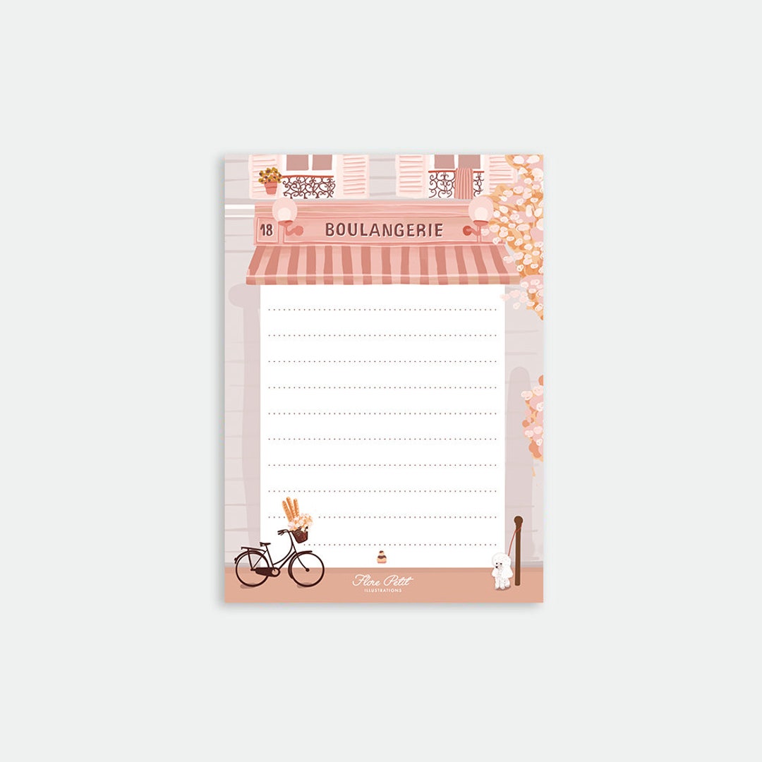 Notepad, A6 Format. Bakery, Street Scene in France, Paris. Souvenir of ...