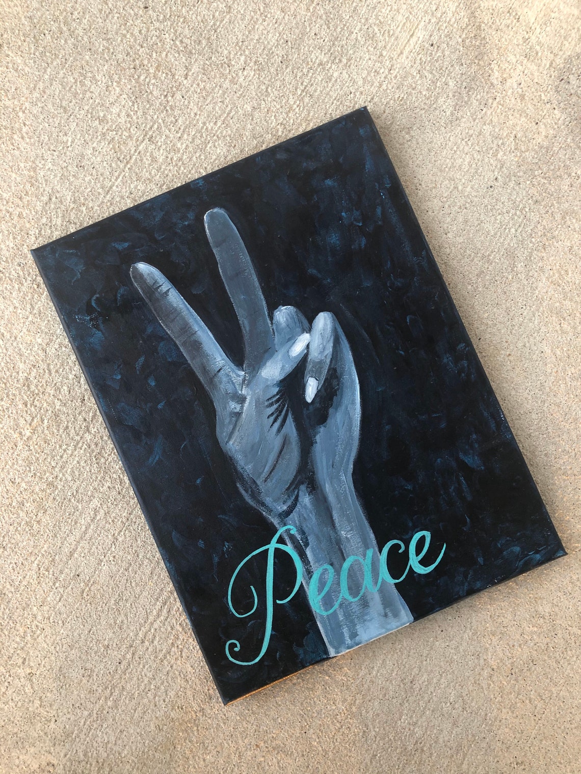Peace Sign Painting Canvas Peace Hand Eclectic Wall Art - Etsy