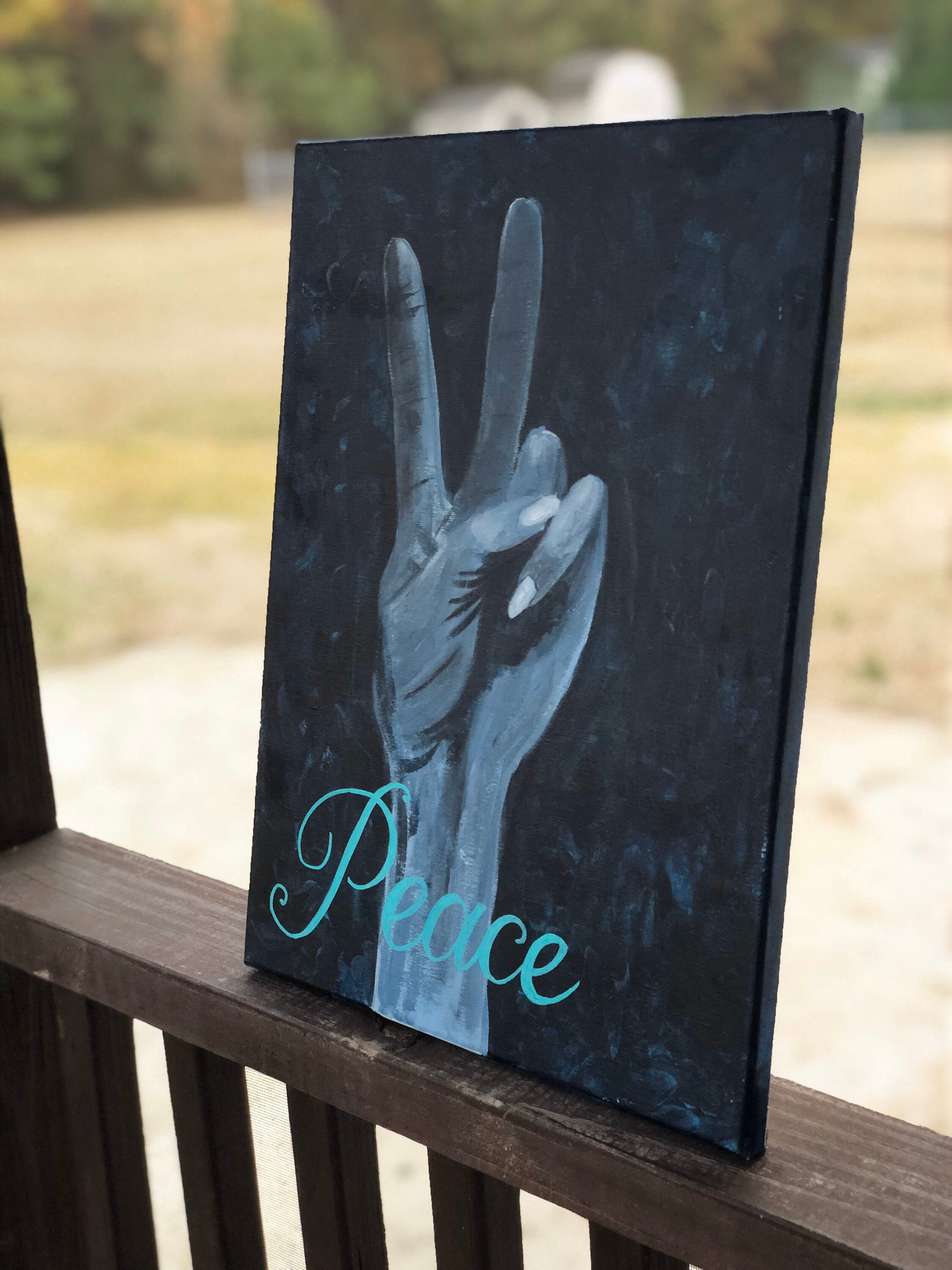 Peace Sign Painting Canvas Peace Hand Eclectic Wall Art | Etsy