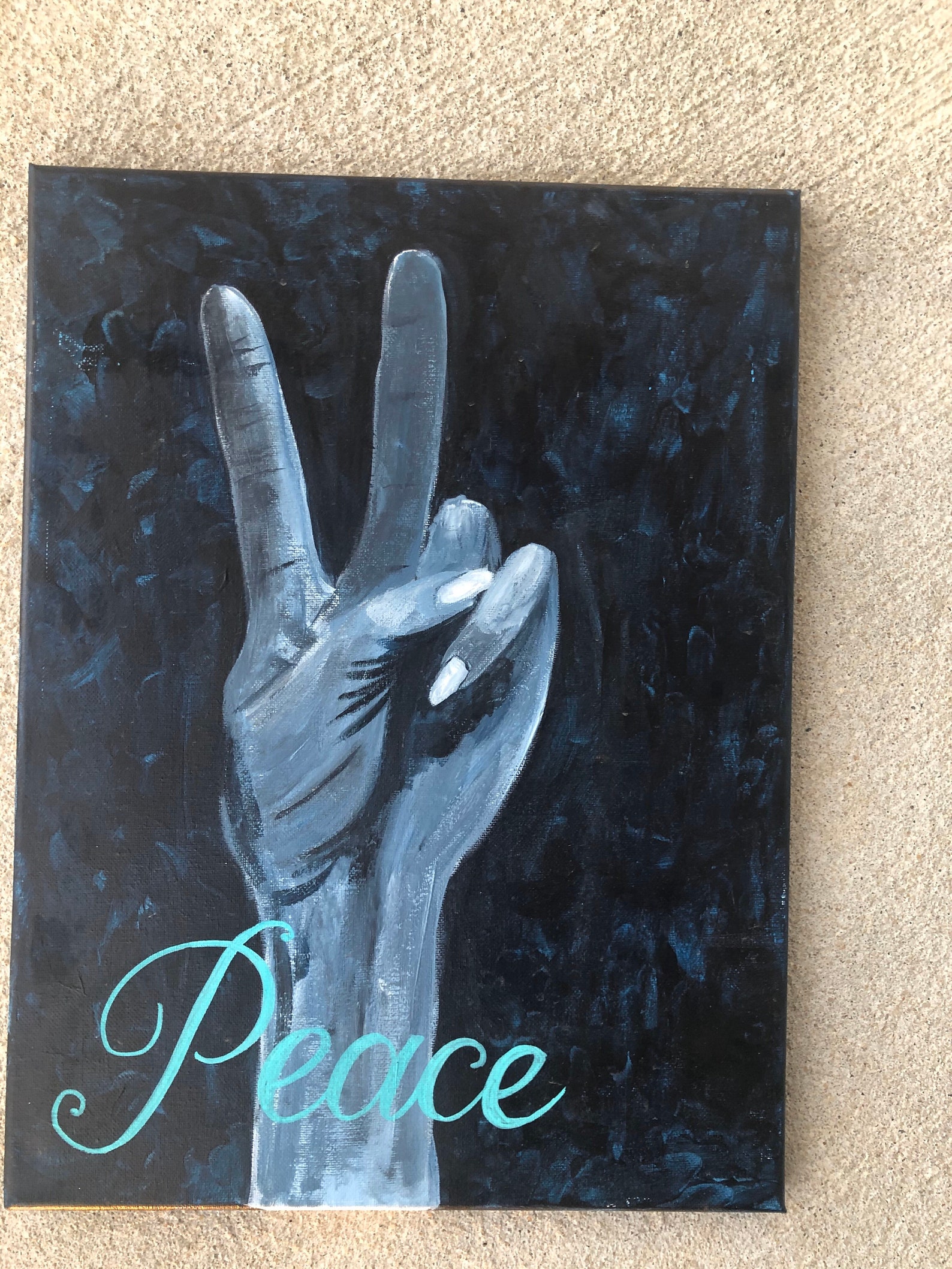 Peace Sign Painting Canvas Peace Hand Eclectic Wall Art - Etsy