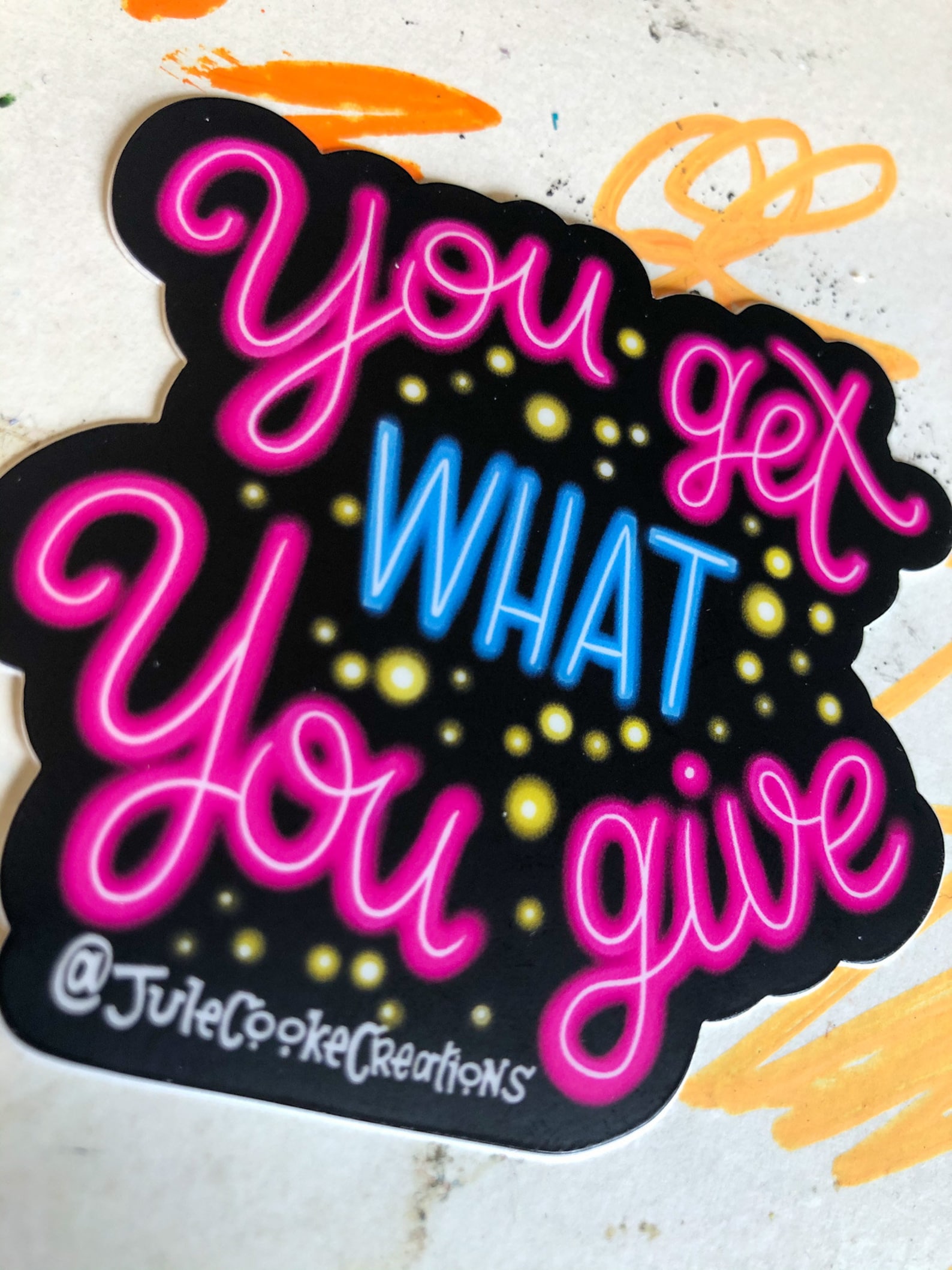 You Get What You Give Sticker, Faux Neon Sign, Self Love Club ...