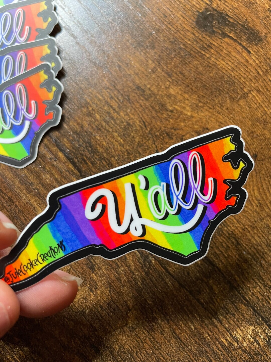 Yall Means All Sticker, NC State Silhouette, NC Pride Flag, LGBTQ All ...