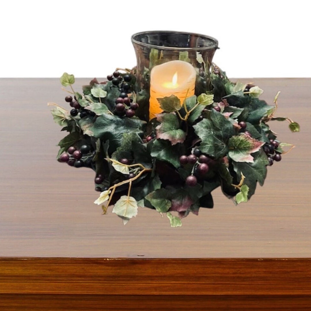 Large Handmade Grape and Vine Centerpiece, Candle Centerpiece, Year ...
